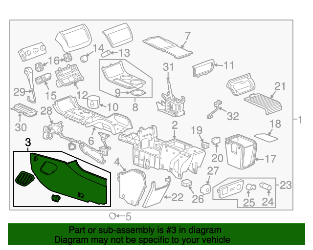 2009-2017 Chevrolet Traverse Ebony Front Passenger Side Floor Console ...