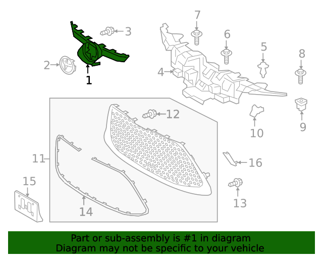 53111-02850 - Upper Grille - 2020-2022 Toyota Corolla | OEM Genuine ...