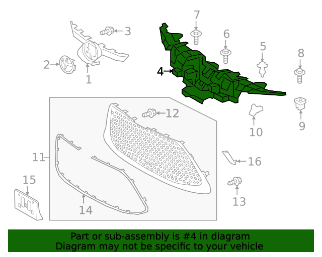 2020-2023 Toyota Corolla Inner Grille 53114-12240 | Toyota Parts