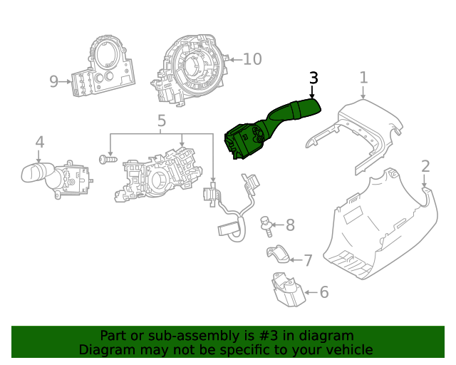 84652-06400 - Windshield Wiper Switch 2017-2024 Toyota ...
