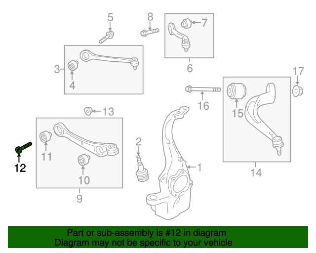 2008-2024 Audi Ft Lower Control Arm Mount Bolt WHT-001-949 | Audi USA Parts