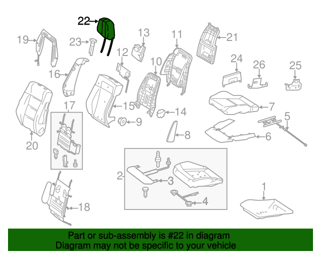 212-970-96-50-8P13 - Headrest 2010-2013 Mercedes-Benz | Mercedes-Benz ...