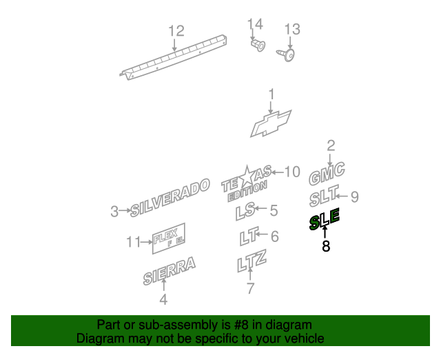 2007-2017 GM Driver Side Center Pillar Trim SLE Logo 23255006 GM ...