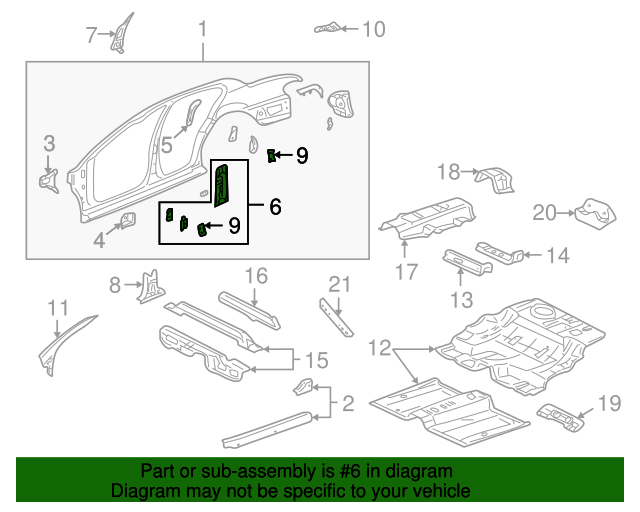 2000-2005 GM Passenger Side Center Pillar Outer Panel Reinforcement ...