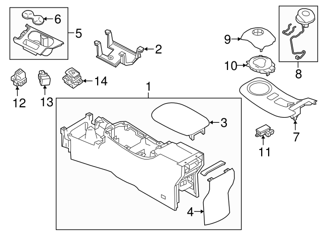 2018-2019 Nissan Leaf Armrest 96920-5SA1B | TascaParts.com