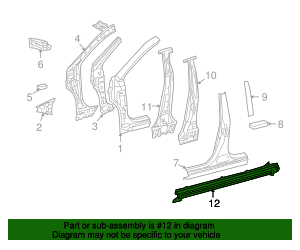 61404-02110 - Rocker Reinforced 2009-2013 Toyota | Group 1 Auto Parts