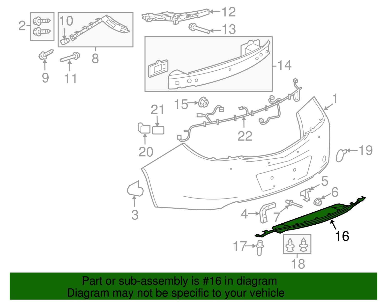 2011-2013 Buick Regal Anthracite Rear Bumper Fascia Extension Insert ...