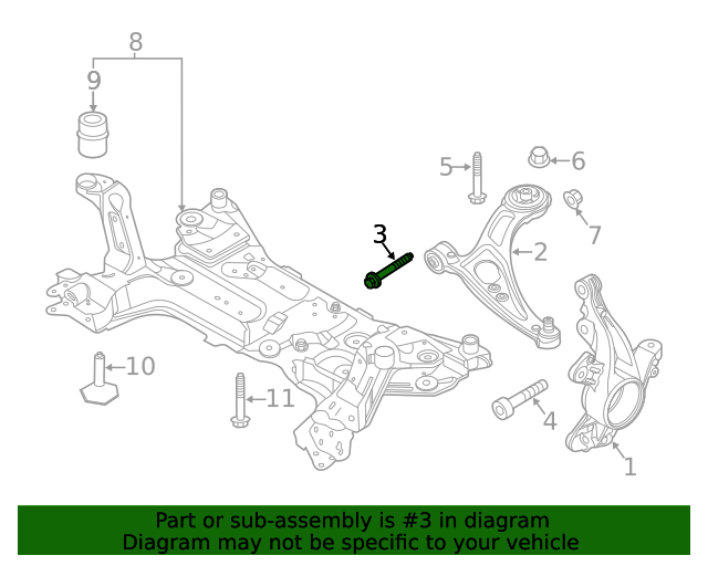 Ford *W718909*S900 - Lower Control Arm Front Bolt - 2020-2022 Ford ...