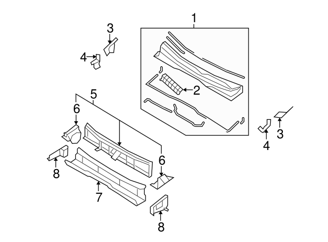 86150-1E000 - Cowl Grille - 2006-2011 Hyundai Accent | World OEM Parts ...