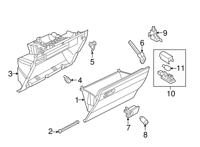 2018-2021 Volkswagen Glove Box Frame 3CN-857-114-82V | QuirkParts