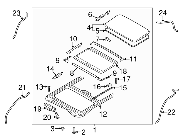 Genuine OEM Sunroof Glass Part# 81610-F2000 Fits 2017-2023 Hyundai ...