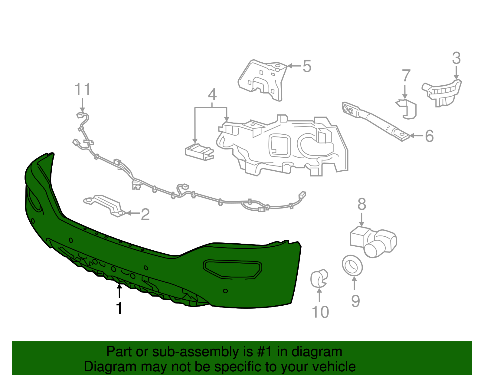 2016-2019 GMC Front Bumper Impact Bar 23381976 GM | GMPartsDirect.com