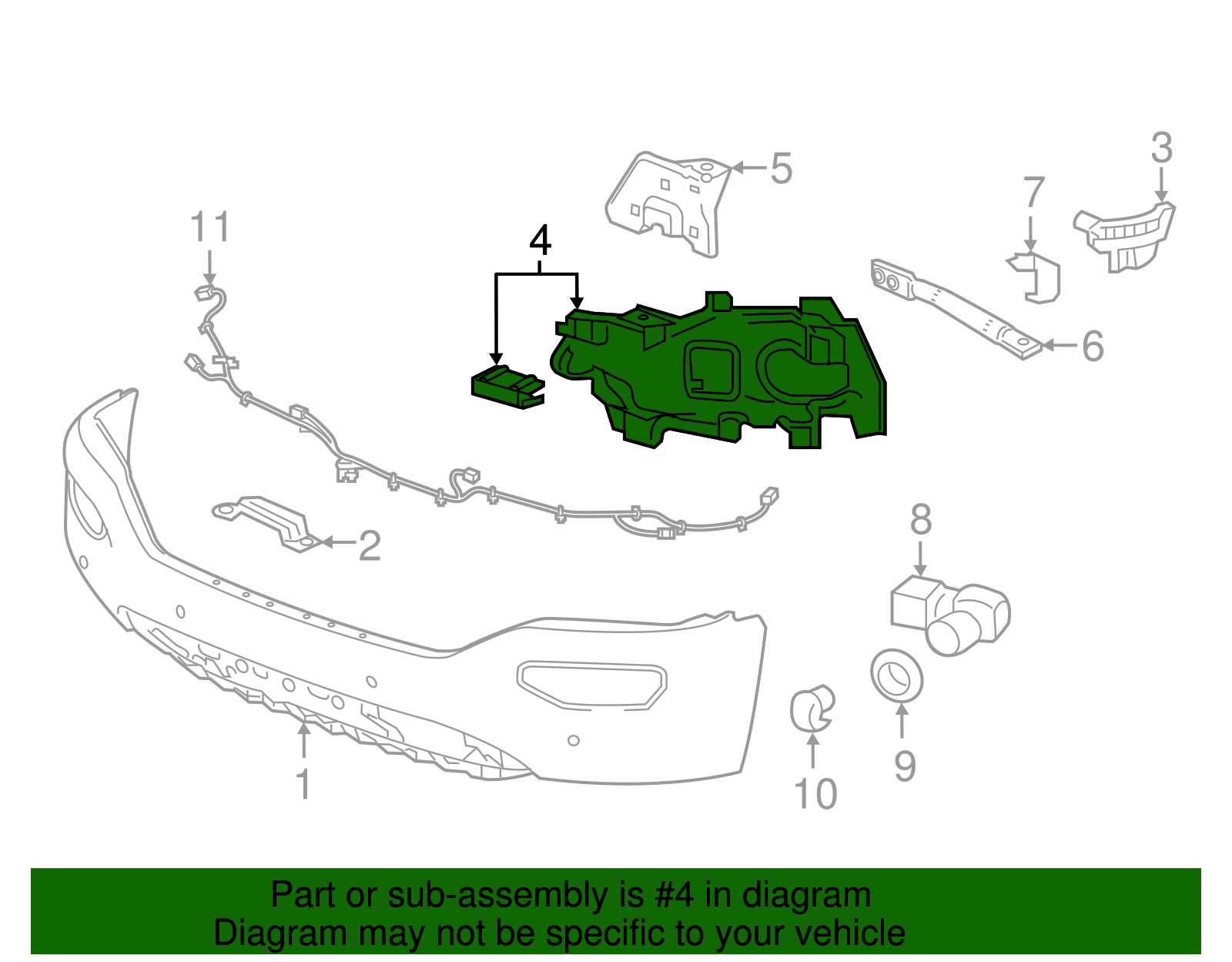 23381978 - Passenger Side Front Bumper Impact Bar Bracket 2016-2019 GMC ...