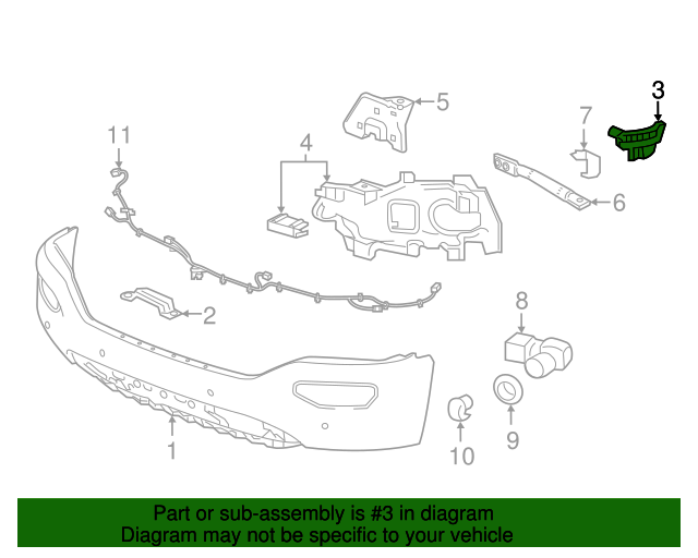23496953 - Passenger Side Front Bumper Fascia Guide 2016-2019 GMC ...