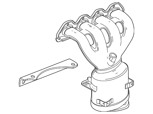 Exhaust Manifold with 3-Way Catalytic Converter, Brace, Support, and ...