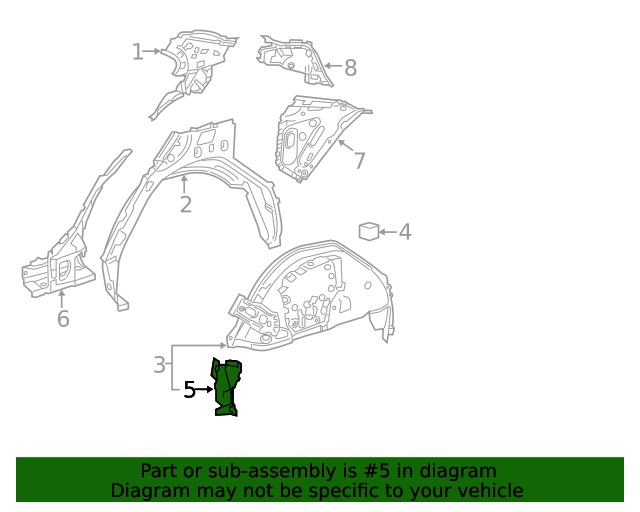 2018-2021 Toyota Camry Inner Wheelhouse Gusset 61641-06140 | Toyota ...