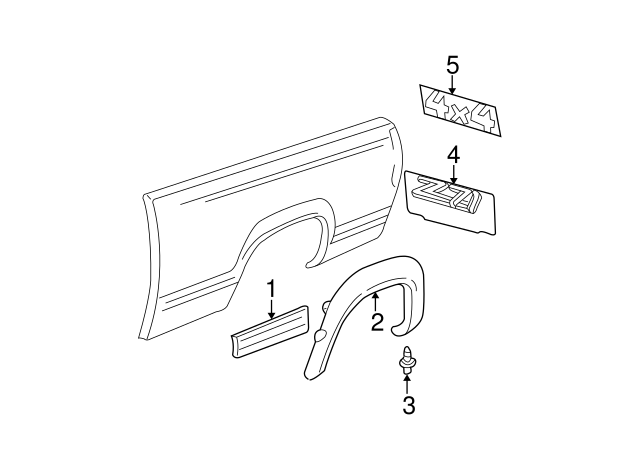 15744376 - Bright Chrome Pickup Box Side Lower Front Molding 1999-2002 ...