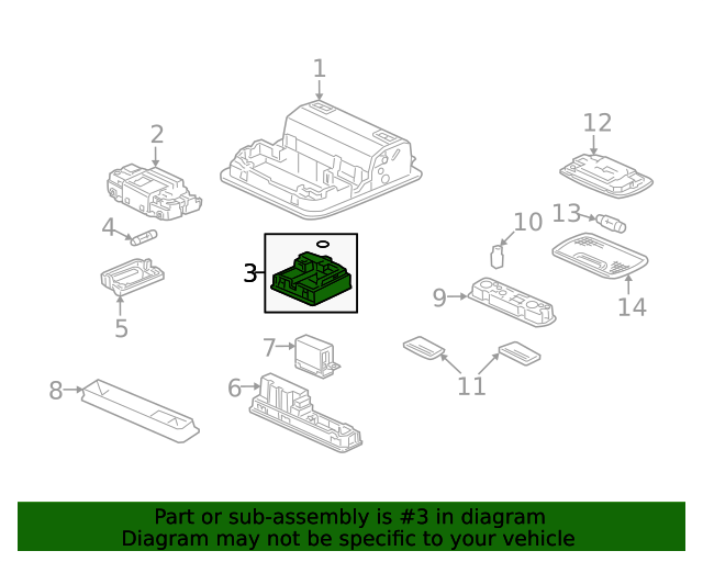 35830-TGS-A61ZA - Switch Assembly Sunroof & Interior Light *NH900L ...
