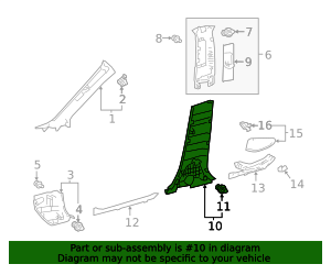 2018-2021 Toyota C-HR Lower Center Pillar Trim 62414-F4020-C0 ...