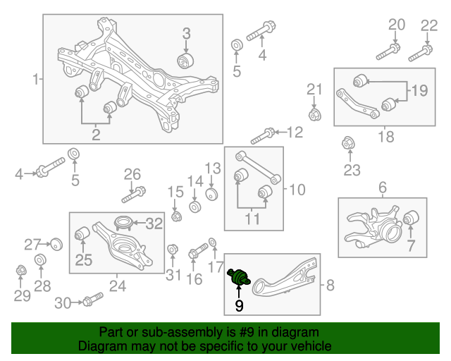 2014-2016 Kia Sportage Trailing Arm Bushing - Driver's Side (LH) 55274 ...
