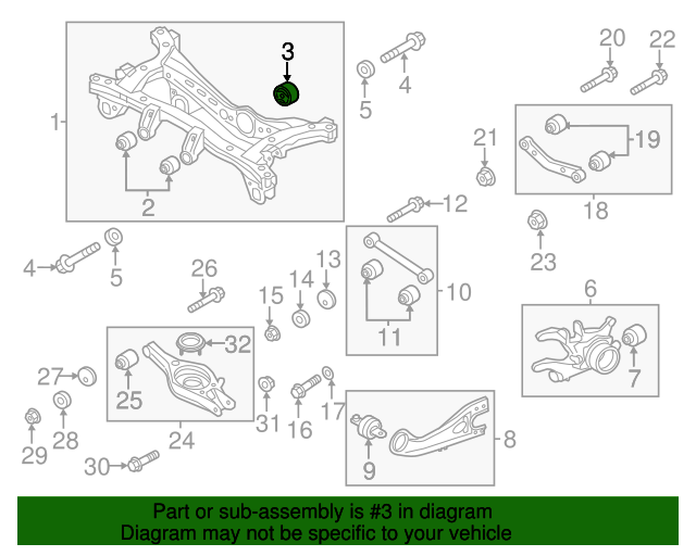 2011-2024 Kia Suspension Cross-Member Rear Bushing 21772-2S000 ...