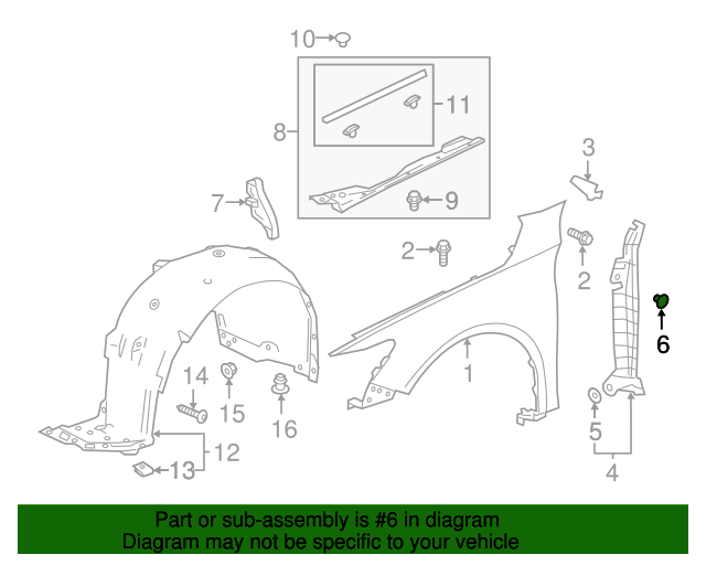 2012-2024 Honda Fender Ledge Cover Upper Clip 91501-TR0-003 | OEM Parts ...