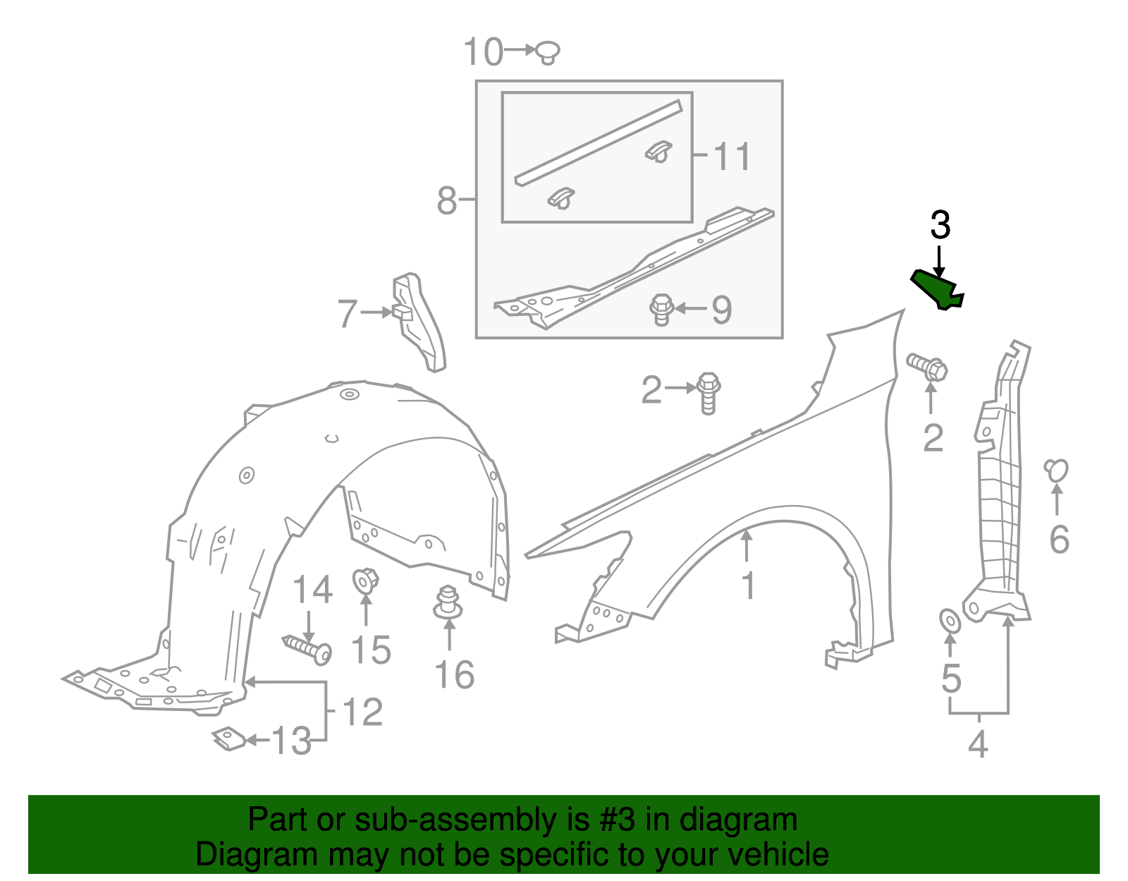 60265-TVA-A00ZZ - 2018-2022 Honda Accord - Bracket L Fender (Upper ...