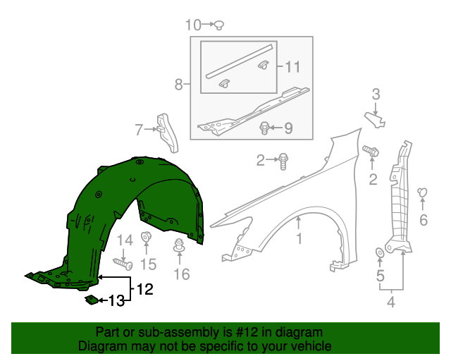 74100-TVA-A00 - Fender Assembly, R Front (Inner) 2018-2020 Honda Accord ...
