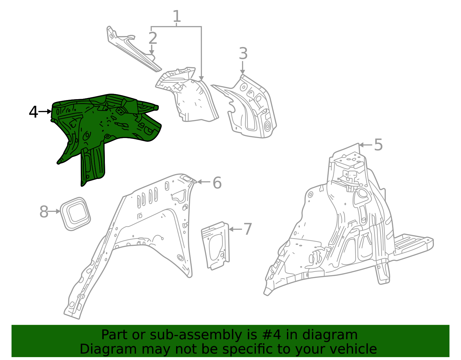 60002856 - Passenger Side Quarter Inner Panel 2021-2023 Chevrolet ...