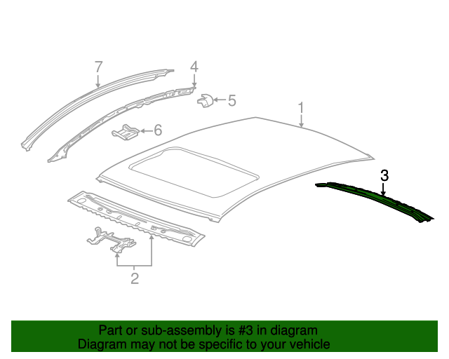2016-2022 Chevrolet Malibu Rear Roof Panel Header 22987011 | QuirkParts