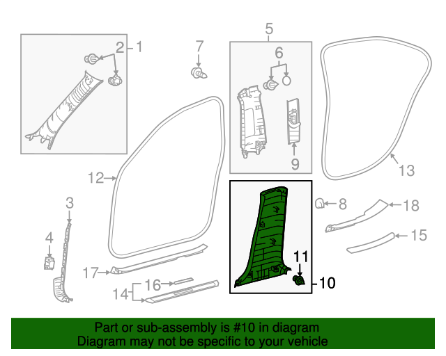 2014-2024 Lexus Lower Center Pillar Trim 62413-53040-C0 | OEM Parts Online