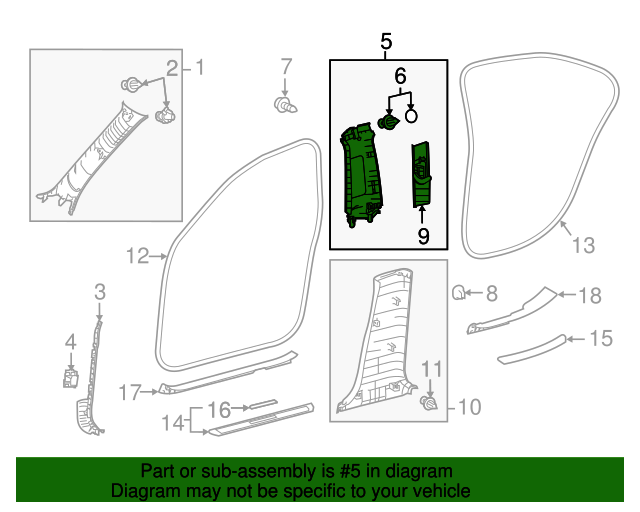 2014-2020 Lexus Upper Center Pillar Trim 62420-53020-C0 | OEM Parts Online
