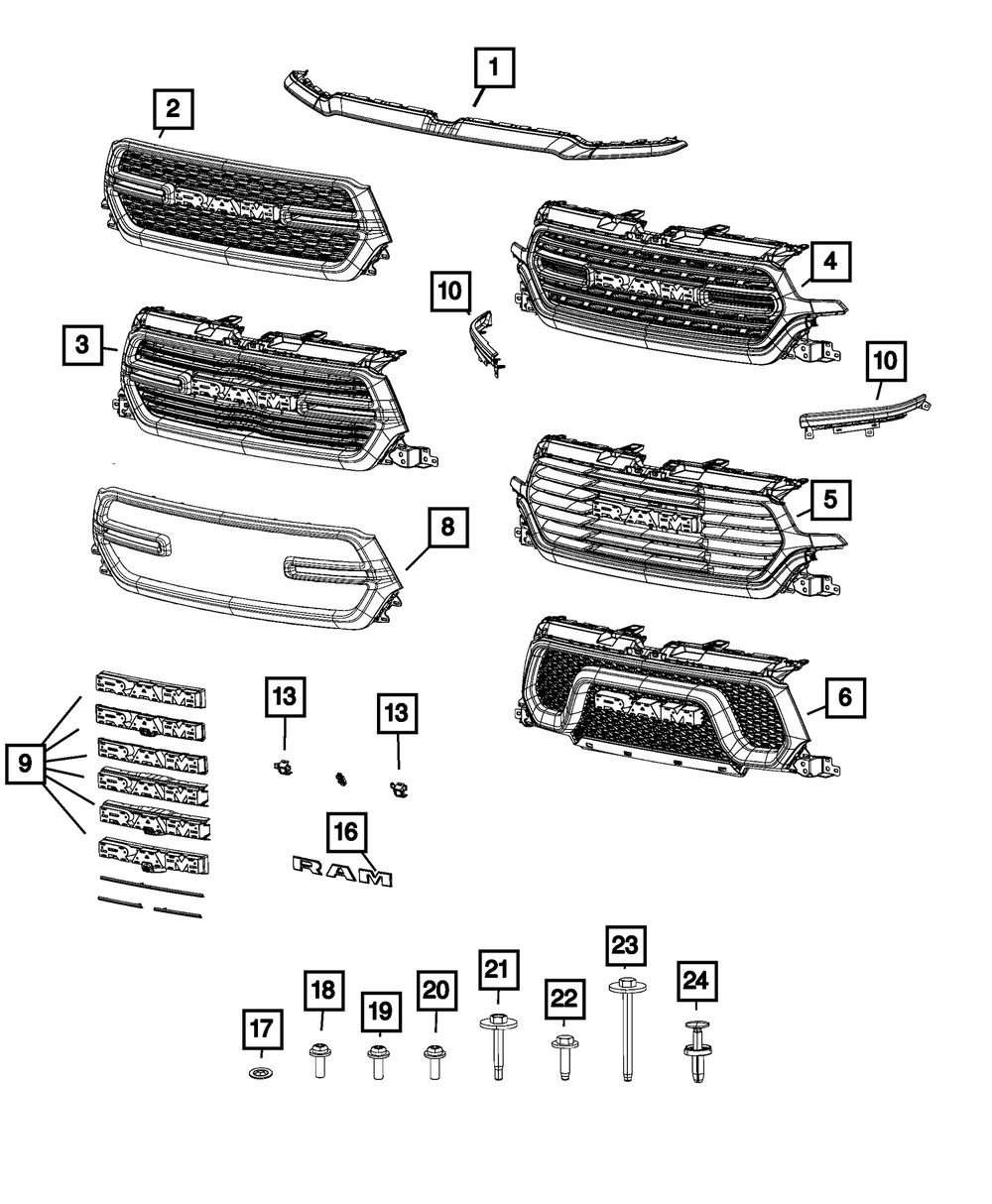 2019-2020 Ram 1500 Radiator Grille 68404863AF | My Mopar Parts