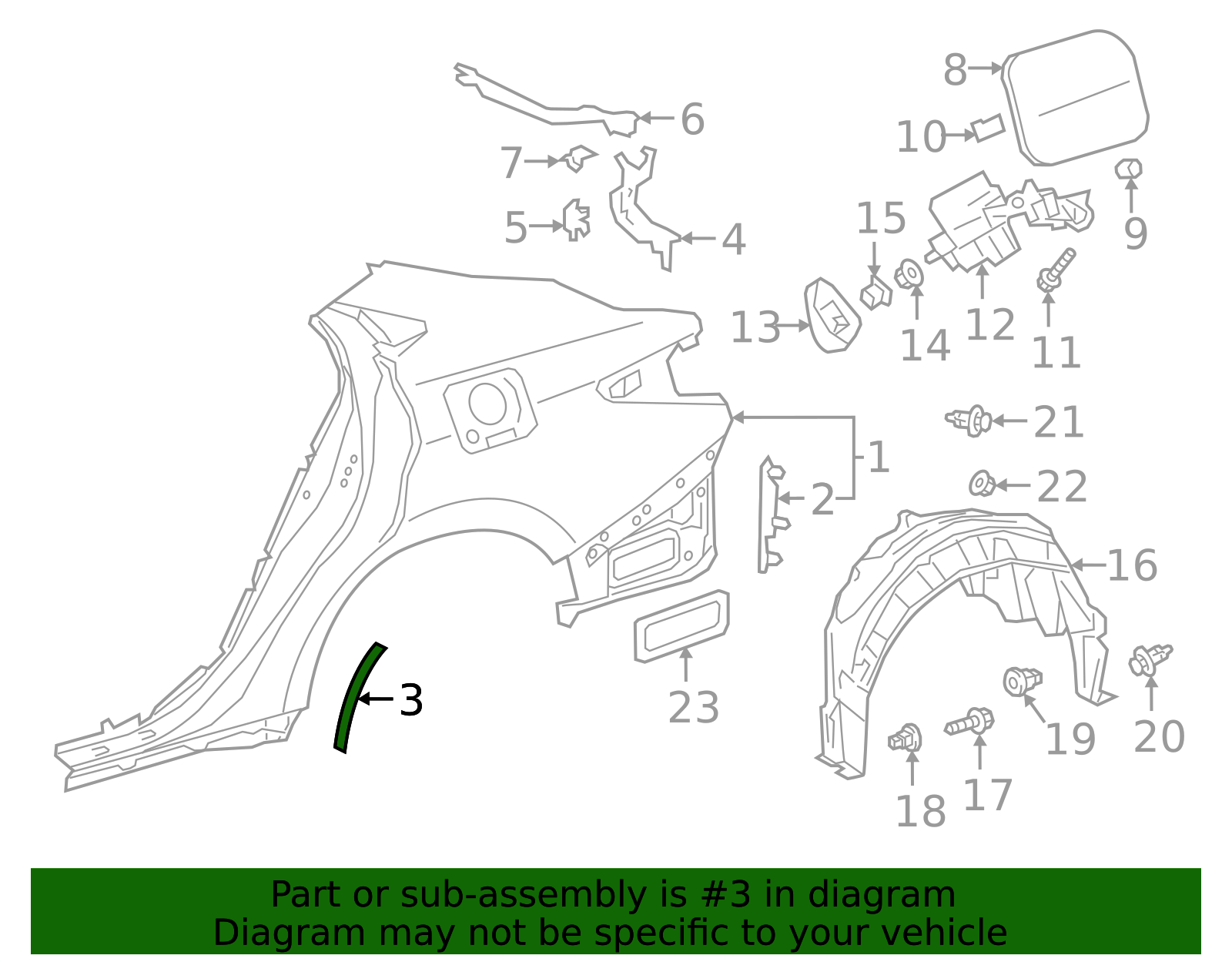 58747-06170 - Quarter Panel Protector For 2019-2024 Lexus | Lexus OE Parts
