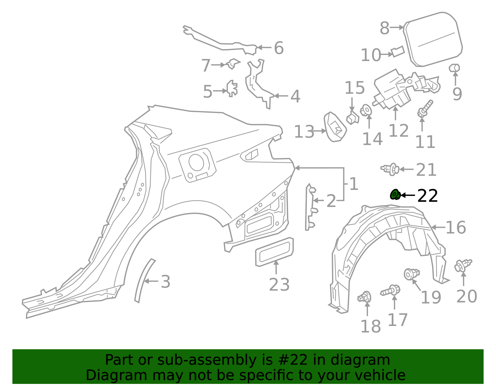 90467-06121 - 2007-2024 Lexus - Wheelhouse Liner Retainer Clip | My L Parts