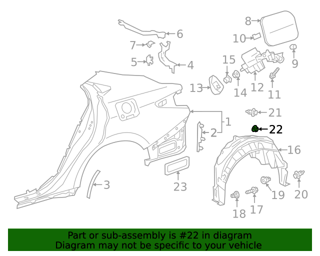 90467-06121 - Wheelhouse Liner Retainer Clip - 2007-2023 Lexus ...
