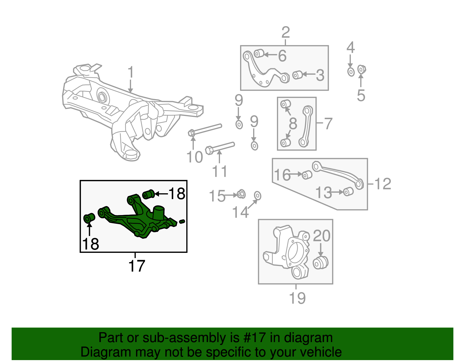 2007-2017 GM Rear Passenger Side Lower Control Arm 15951978 GM ...