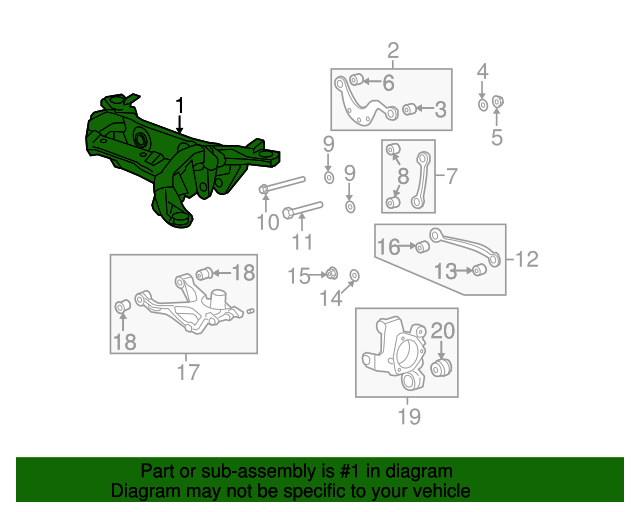 2007-2017 GM Cradle Assembly, Rear Suspension 23234877 | GMPartsDirect.com