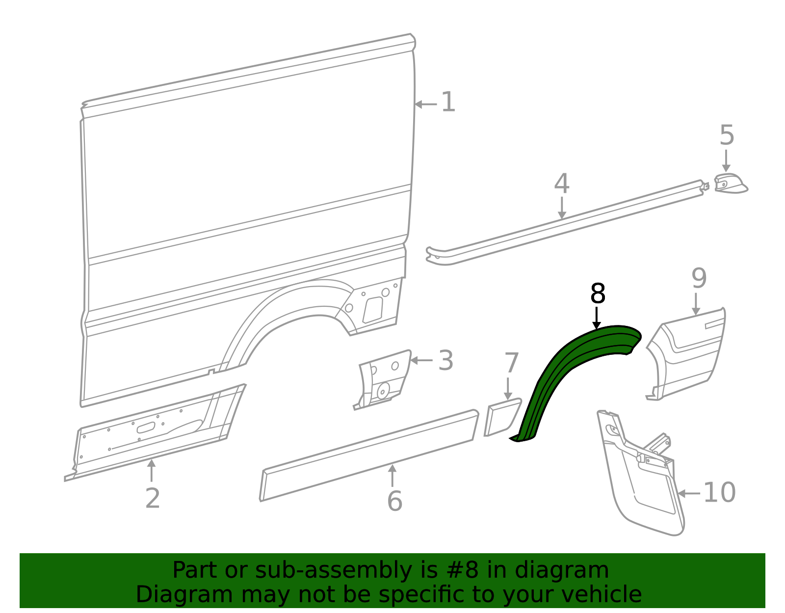 5LP20JXWAC - OEM Quarter Wheel Opening Molding, Right For 2019-2025 Ram ...