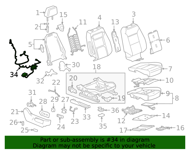2019-2023 GM Front Passenger Side Seat Wiring Harness 84914094 ...