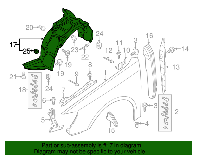 8V5-821-171 - Fender Splash Shield 2017-2020 Audi | AutoNationParts.com