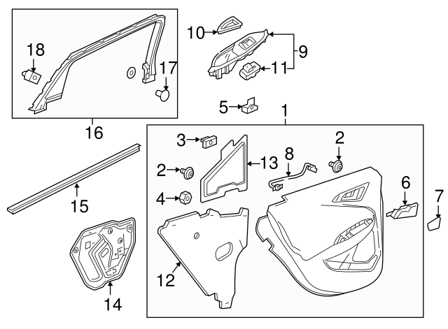 2011-2024 GM Jet Black Door Inside Handle Bolt Cap 22812772 ...