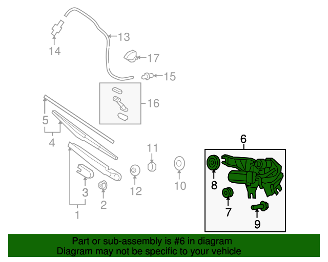 2009 Kia Borrego Wiper Motor Assembly 98700-2J100 | QuirkParts