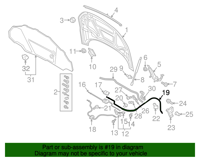 8S1-823-535-B - Release Cable 2016-2023 Audi | Audi OEM Parts