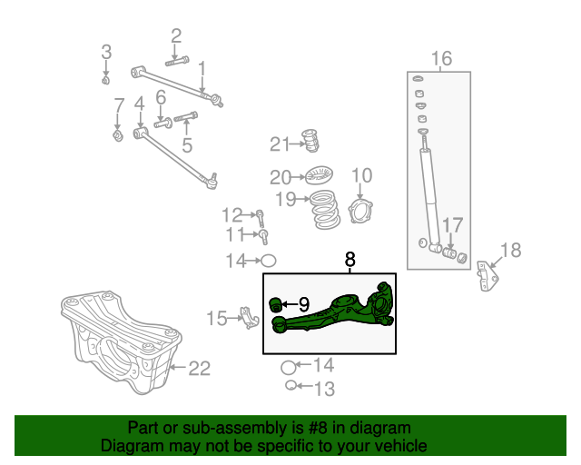 2001-2005 Toyota RAV4 Arm Sub-Assembly, Rear Suspension, Left 48720 ...