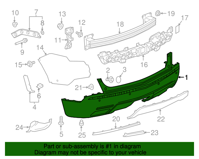 2017-2019 Cadillac XT5 Black Rear Lower Bumper Cover 84207384 GM ...