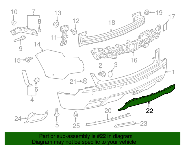 2017-2019 Cadillac XT5 Rear Bumper Fascia Lower Skid Plate 23472594 GM ...