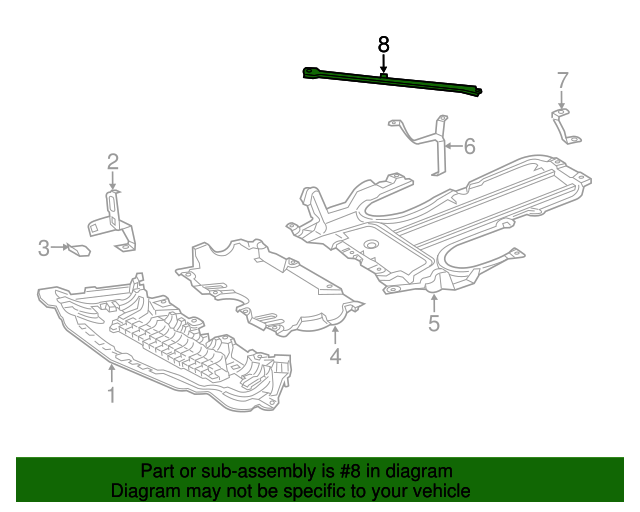 205-524-01-47 - Radiator Support Splash Shield Brace 2015-2023 Mercedes ...