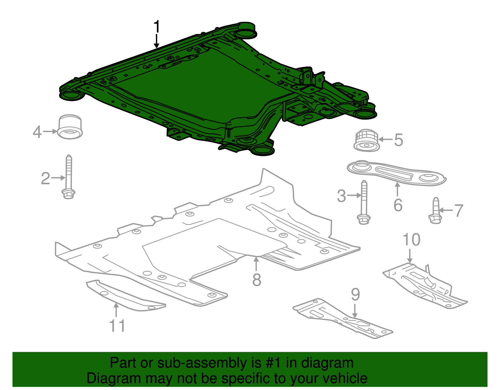 2015-2019 Cadillac XTS Drivetrain and Front Suspension Cradle 84100291 ...