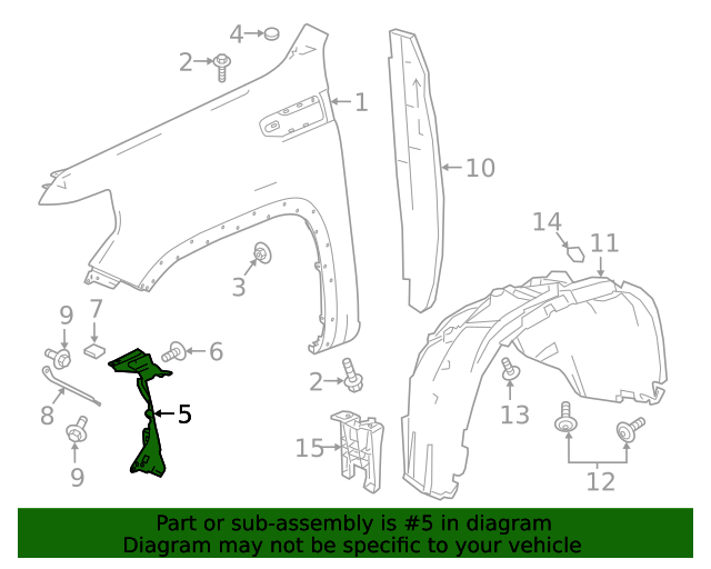 2019-2024 GMC Passenger Side Body Side Front Fender Upper Front Bracket 84492808 | GM Parts Center